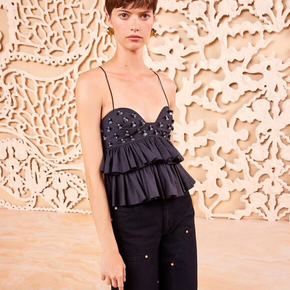 Ulla Johnson | Tops | Ulla Johnson Embellished Lucia Top Black Ruffle ...